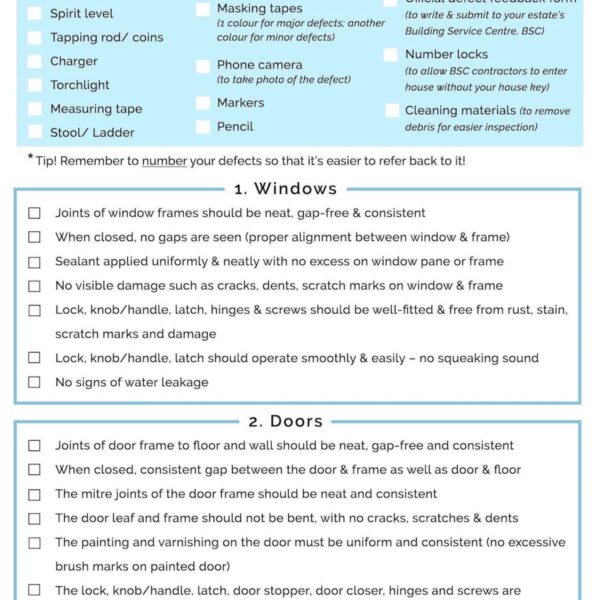 HDB BTO Defects Checklist - Style Degree - Style Degree