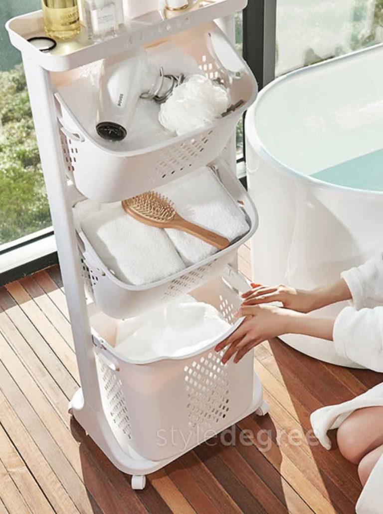 Multi-Tier Laundry Basket With Wheels | Trolley & Clothes | Style Degree