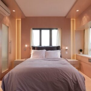 Bay window bedroom TV console 2 - StyleMag - Style Degree