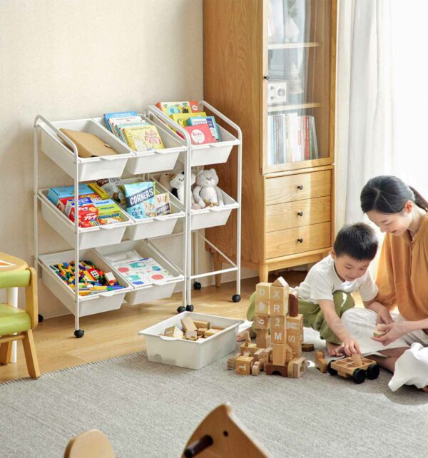 Angled Storage Bin Trolley | Toys, Books & More | Style Degree