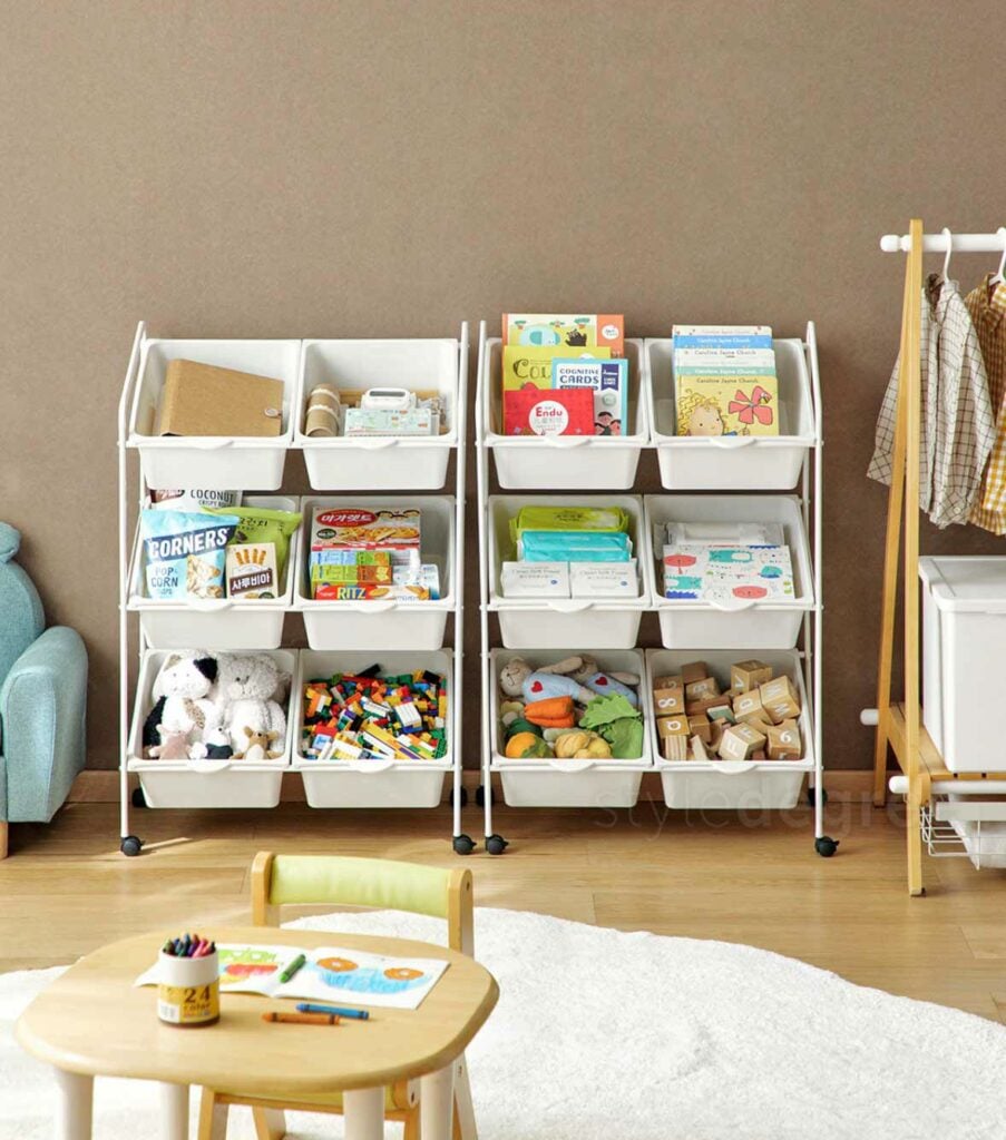 Angled Storage Bin Trolley | Toys, Books & More | Style Degree
