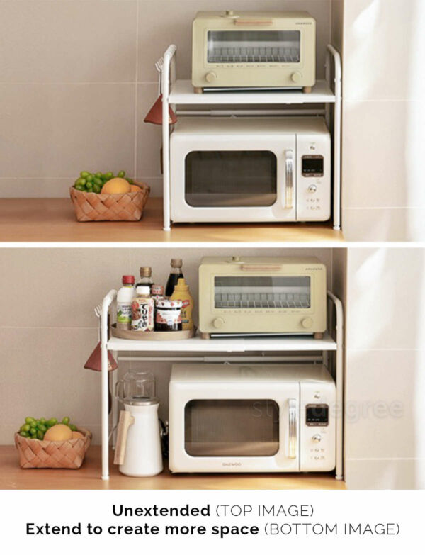 Extendable 2-Tier Microwave Storage Shelf | Kitchen Rack | Style Degree