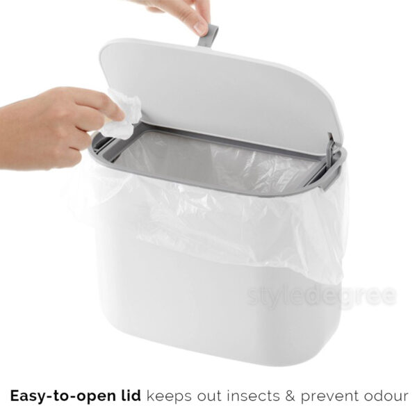 Modern Wall & Cabinet Dustbin (With Lid) | Hangs Easily to Save Space