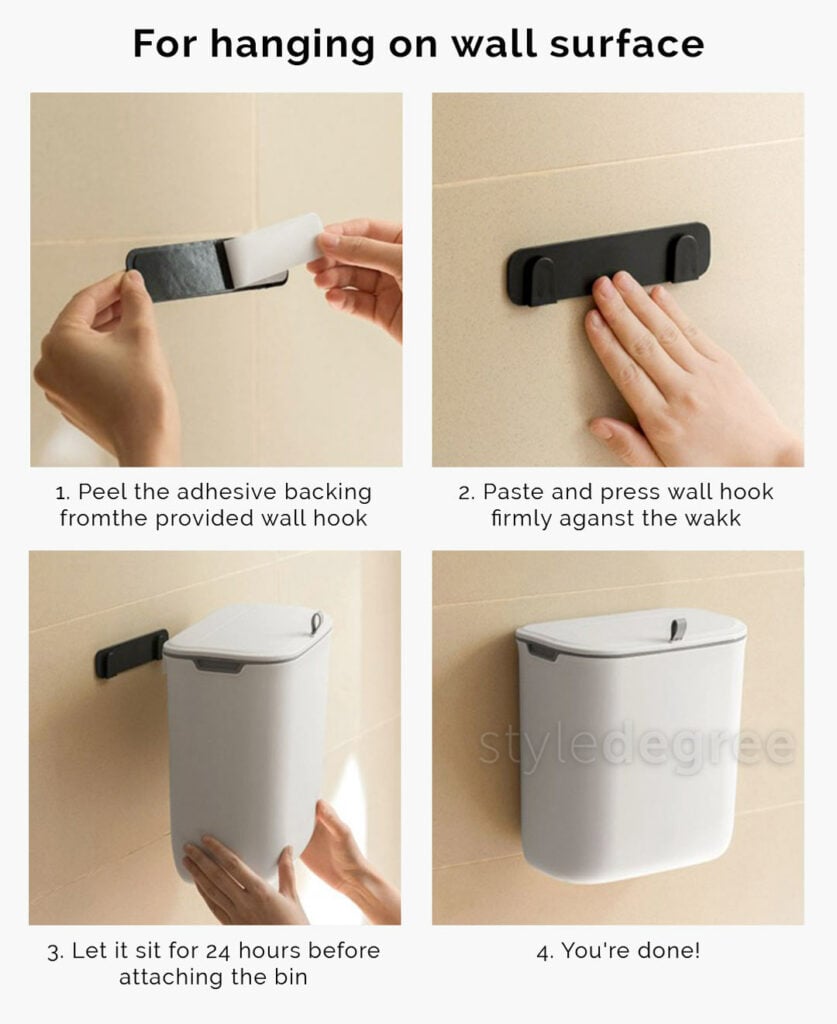 Modern Wall & Cabinet Dustbin (With Lid) | Hangs Easily to Save Space
