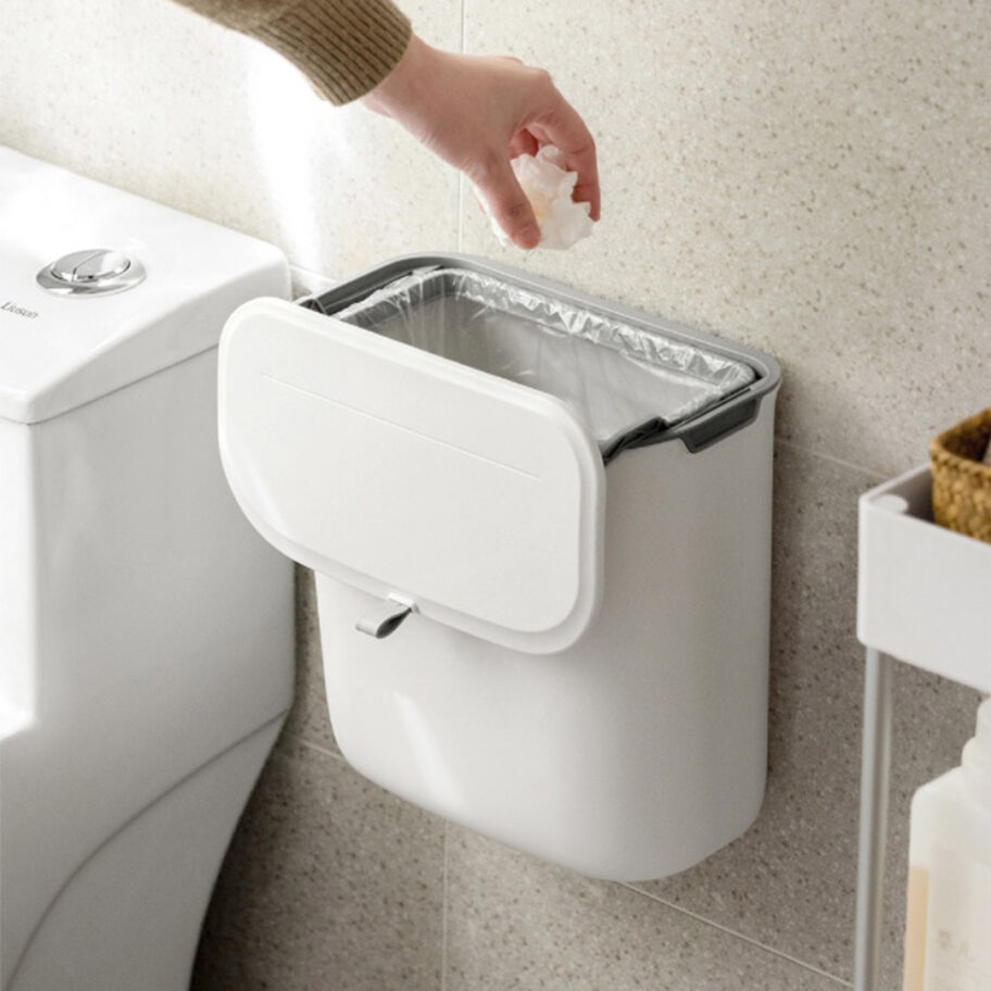 Modern Wall & Cabinet Dustbin (With Lid) | Hangs Easily to Save Space