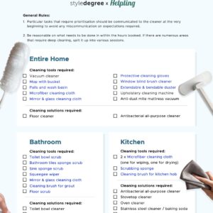 Cleaning Tools & Supplies Free Checklist For Part-time Cleaner - Style ...
