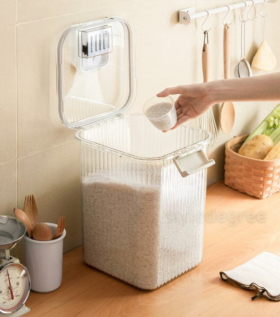 Classy Fluted Airtight Rice Box | With Garlic Storage | Style Degree