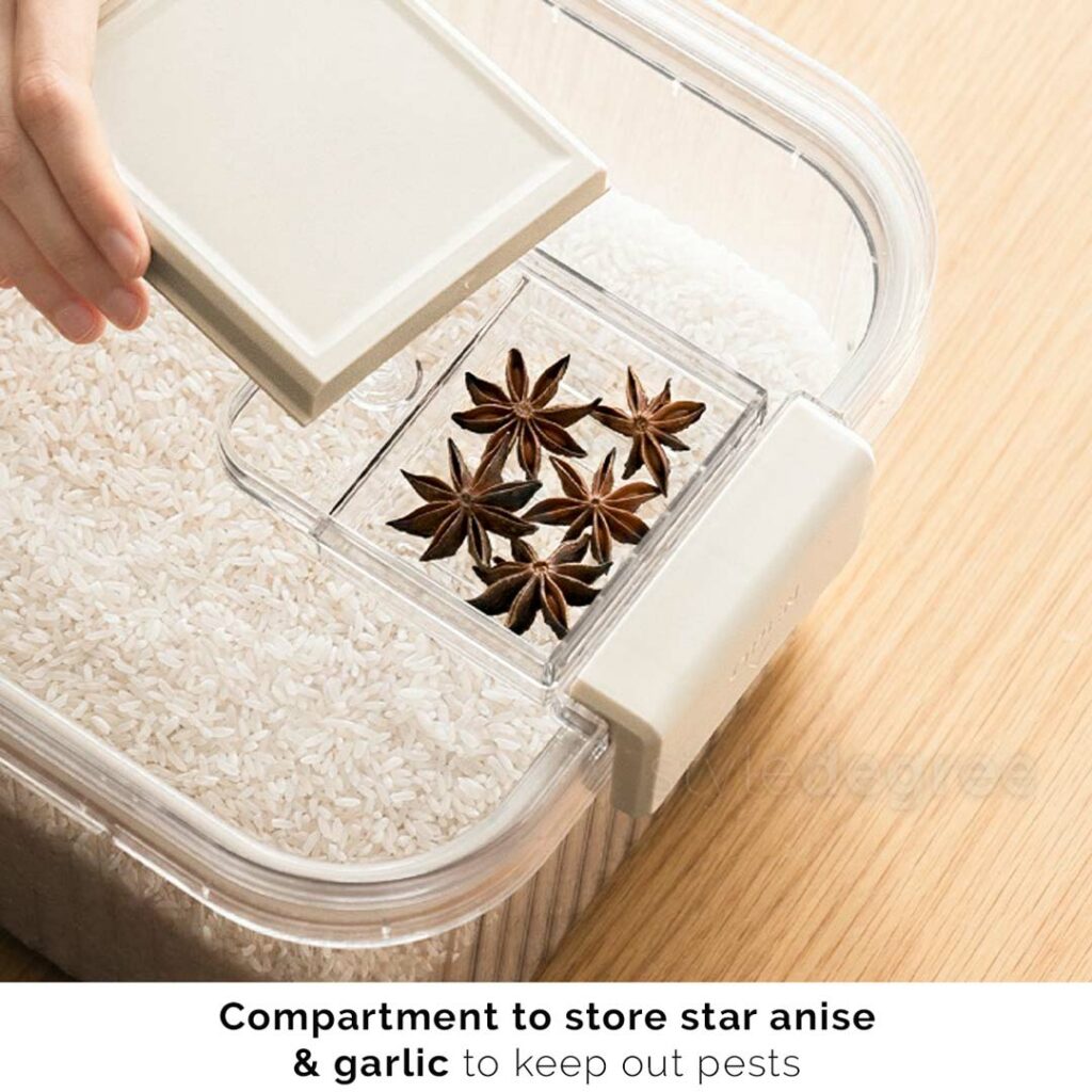 Classy Fluted Airtight Rice Box | With Garlic Storage | Style Degree