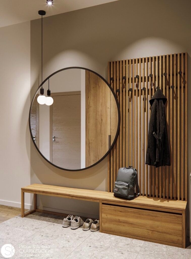 Wooden Drop Off Zone In Entryway - StyleMag - Style Degree