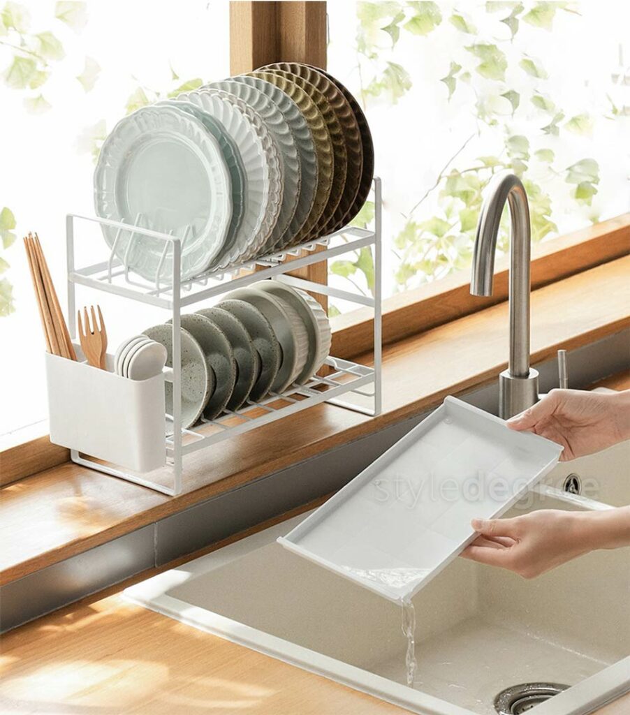 Slotted Multi-Layer Dish Drainer Rack | Kitchen Sink Organisation