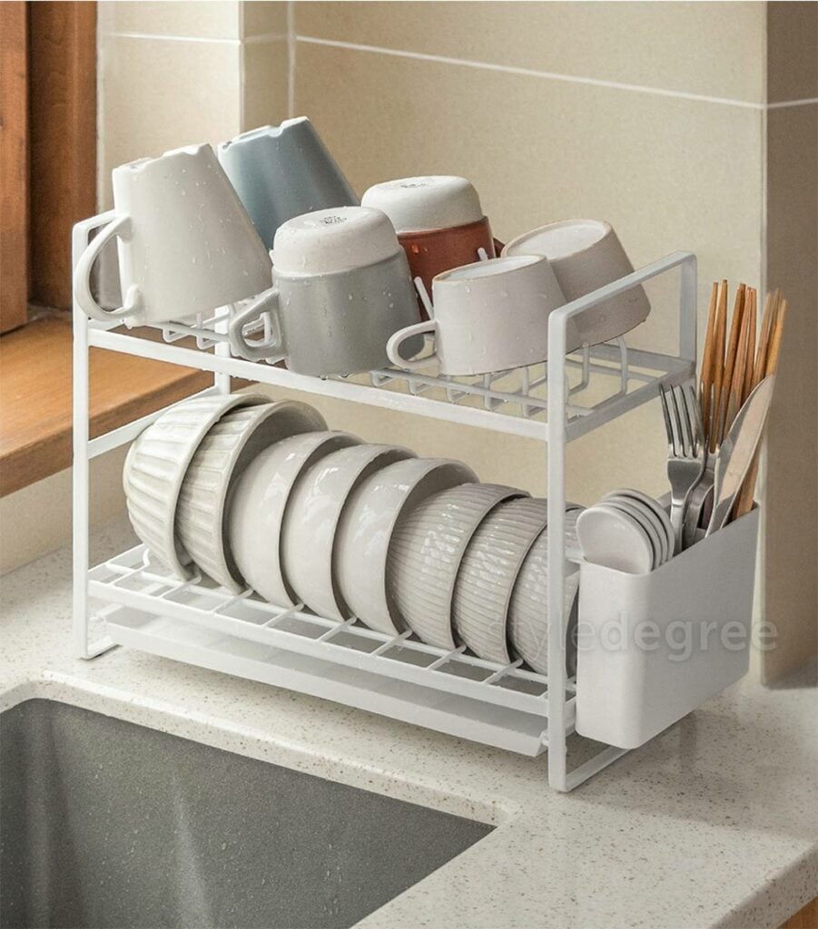 Slotted Multi-Layer Dish Drainer Rack | Kitchen Sink Organisation